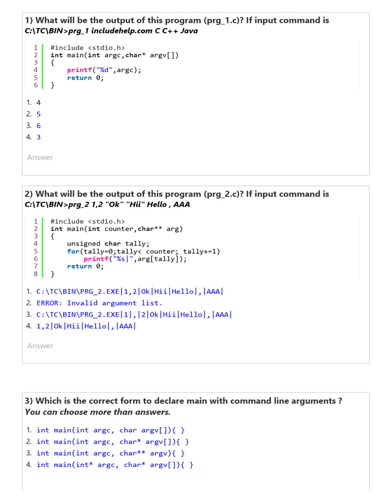 C Command Line Arguments | PDF