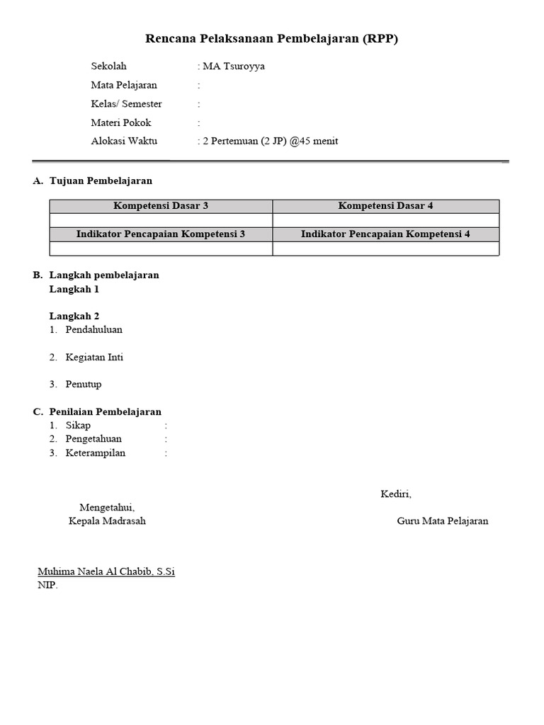 Format RPP | PDF | Komputer