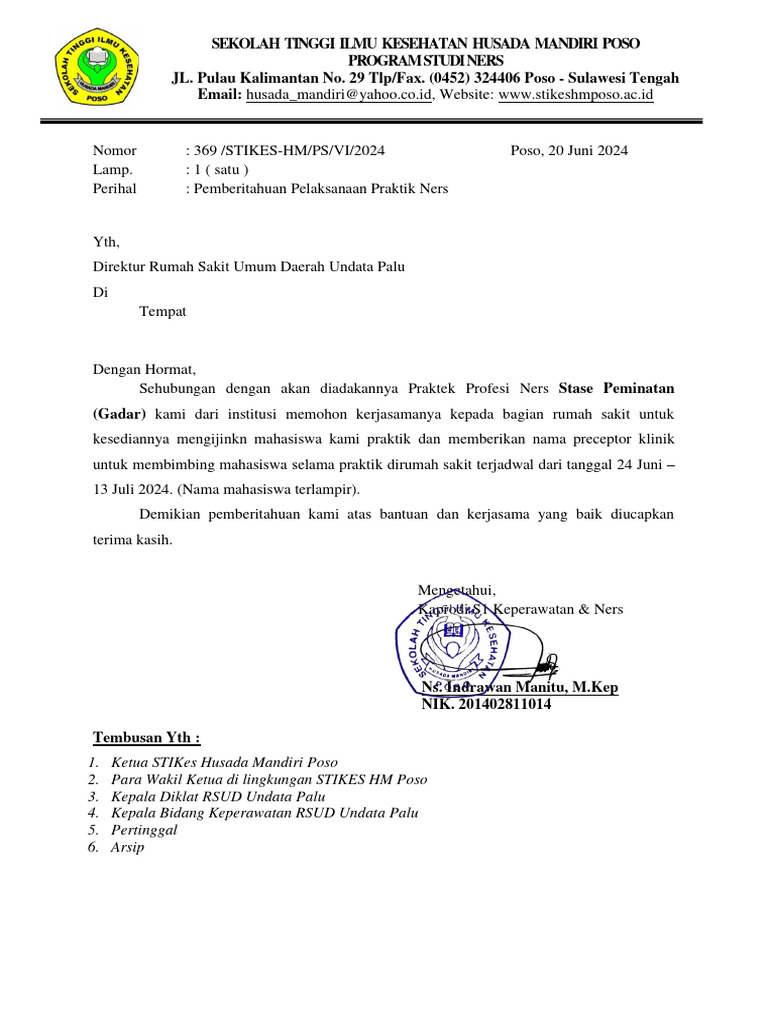Surat Stase Peminatan | PDF
