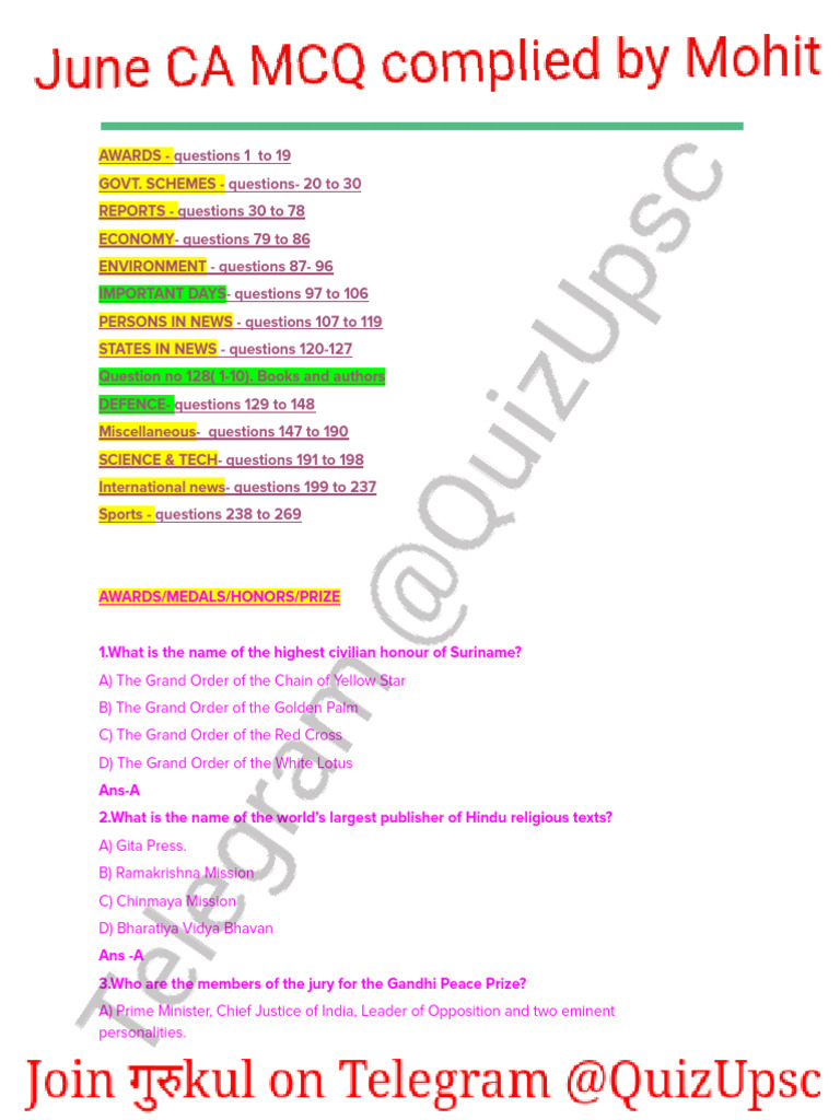 IB ACIO June CA MCQ | PDF | Cost Of Living