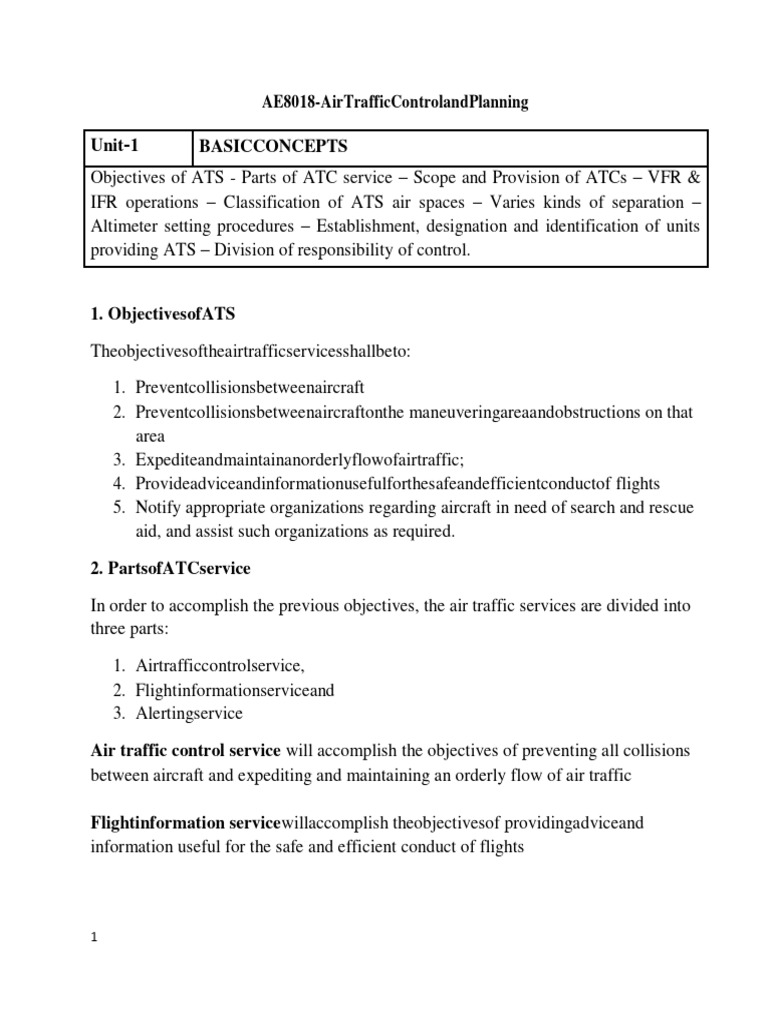 Atc - Unit 1 | PDF | Instrument Flight Rules | Visual Flight Rules