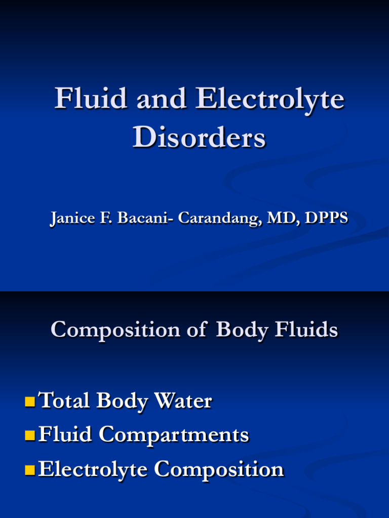 Fluid and Electrolyte Disorders | PDF | Dehydration | Medical Specialties