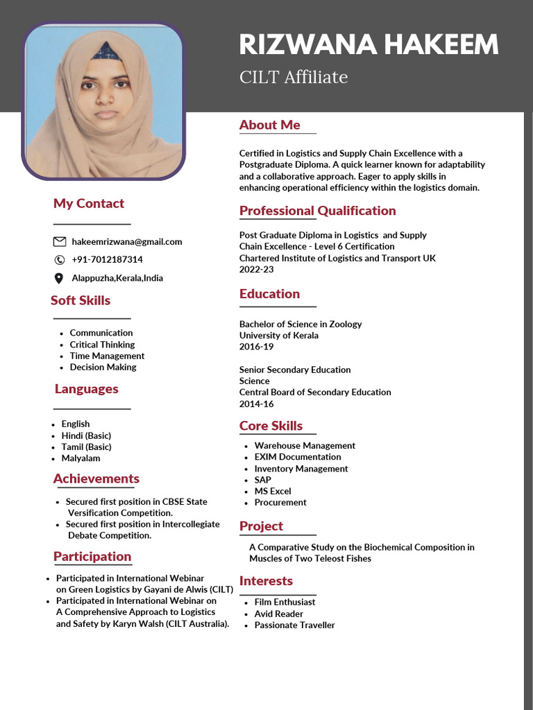 Rizwana Hakeem CV (3) | Download Free PDF | Logistics | Educational Stages