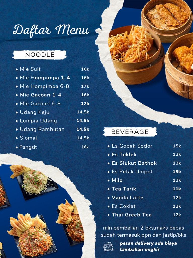 Biru Putih Daftar Menu Makanan Indonesia | PDF