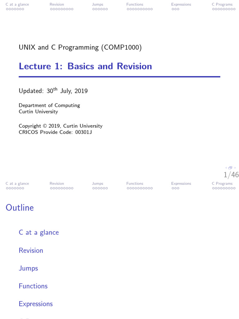 Lecture 1 Pdf C Programming Language Integer Computer Science