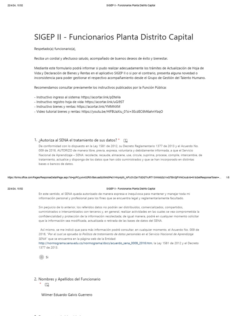 SIGEP II - Funcionarios Planta Distrito Capital | PDF | Negocios