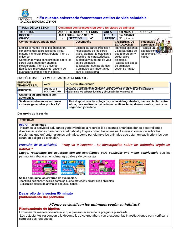 12 Jueves Octu CIENCIA | PDF | Evaluación | Aprendizaje