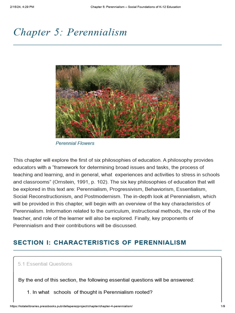 K-12 Education: Perennialism Explained | PDF | Teachers | Philosophy Of ...