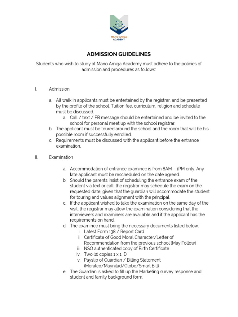 Maa Admission Guidelines | PDF | University And College Admission