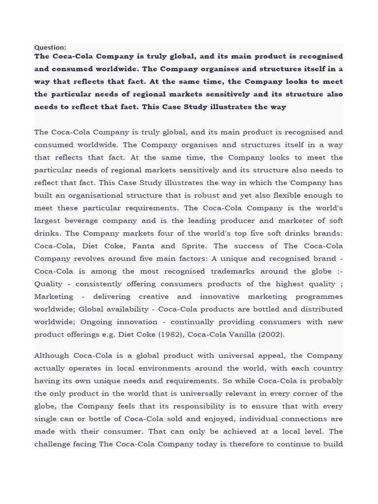 Coke Case | Download Free PDF | Coca Cola | The Coca Cola Company