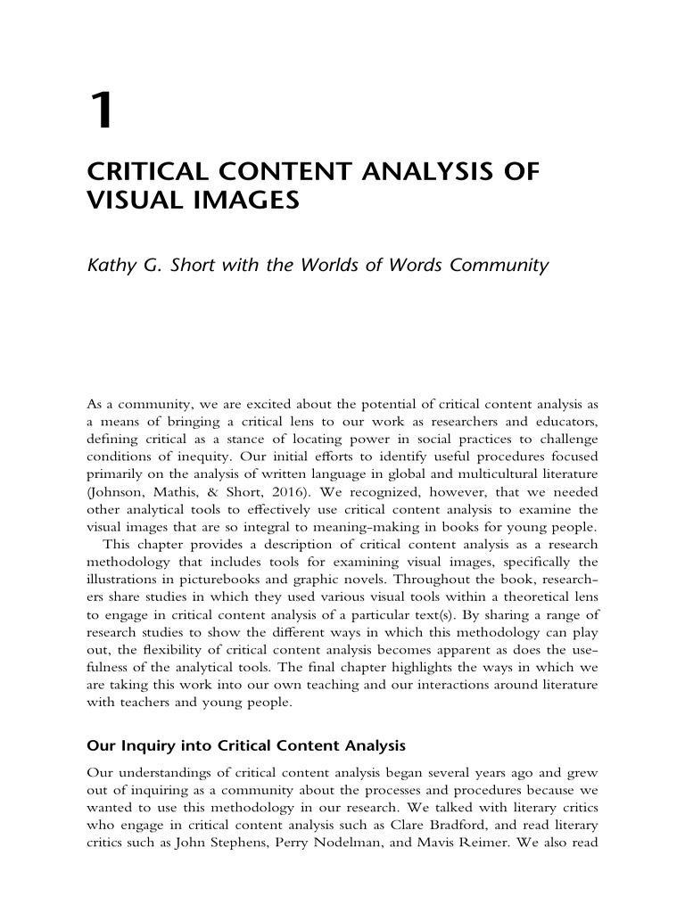 Critical Content Analysis of Visuals | PDF | Analysis | Liberal Arts ...