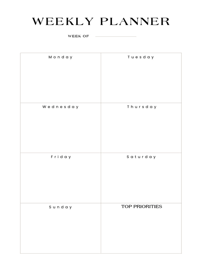 Elegant Minimalist Weekly Planner | PDF
