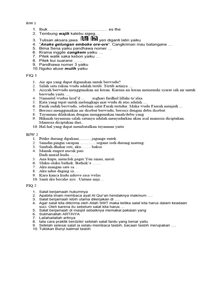 Contoh Soal Pat 2024 | PDF