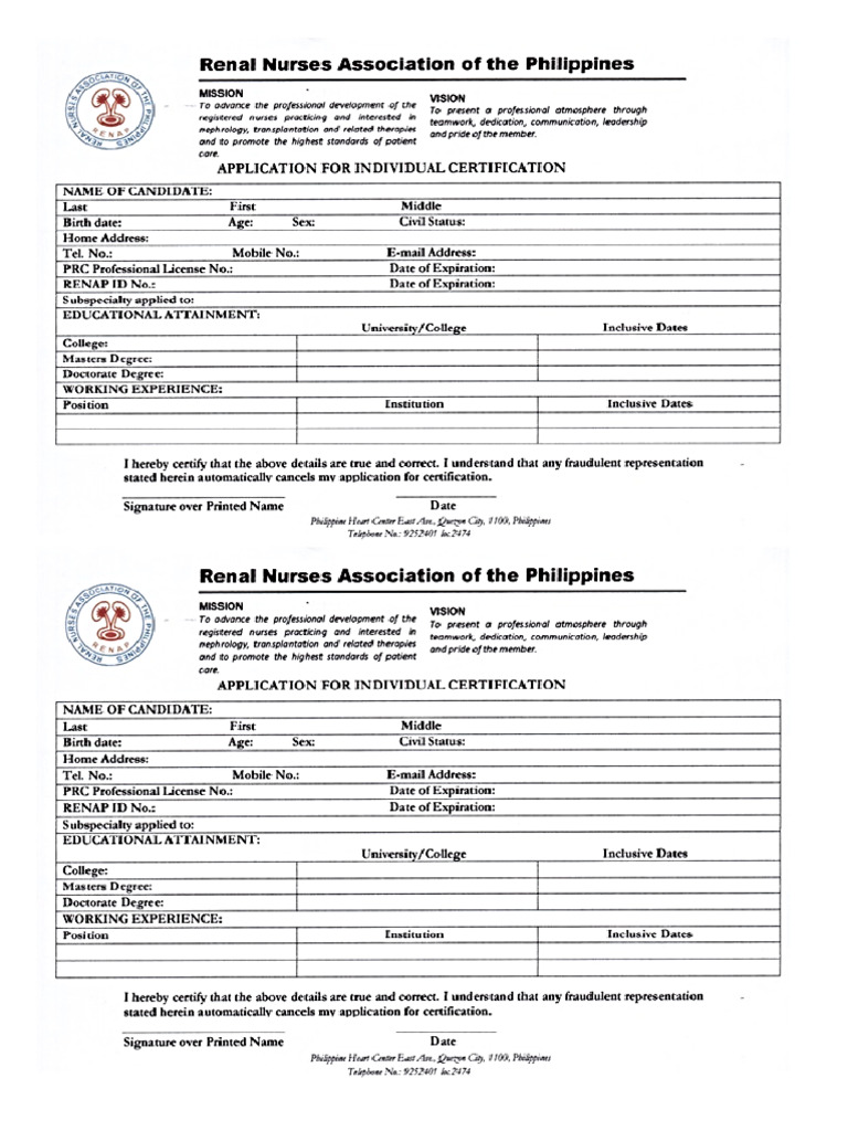 Renap Exam Application Form | PDF
