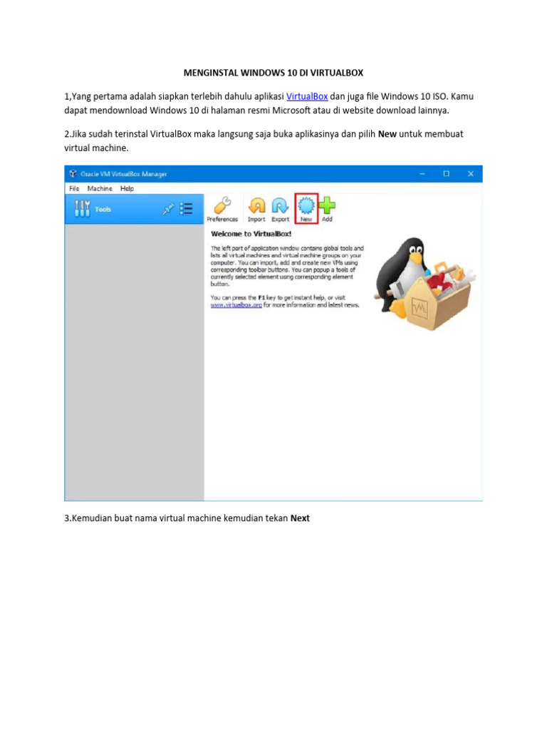 Tutorial MENGINSTAL WINDOWS 10 DI VIRTUALBOX | PDF