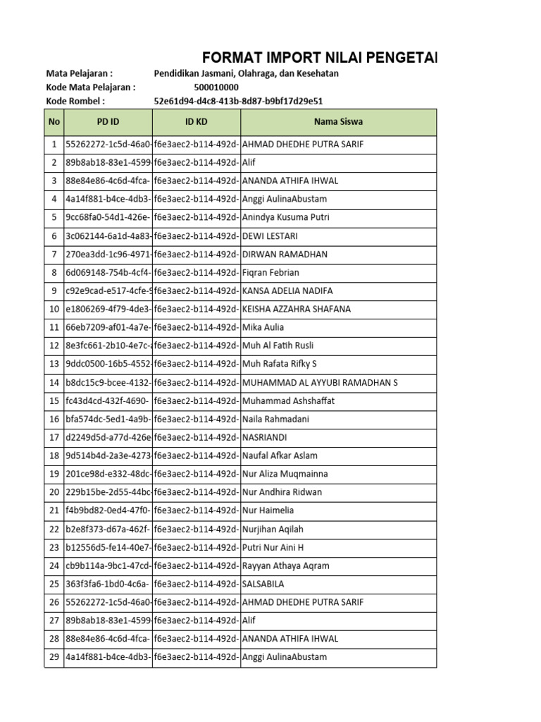 F - KD - Peng - PJOK (2.A) | PDF