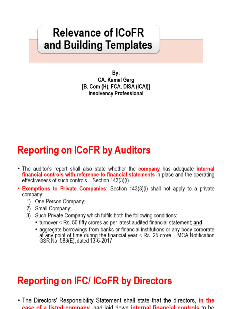 Relevance of ICoFR and Building Templates | PDF | Internal Control ...