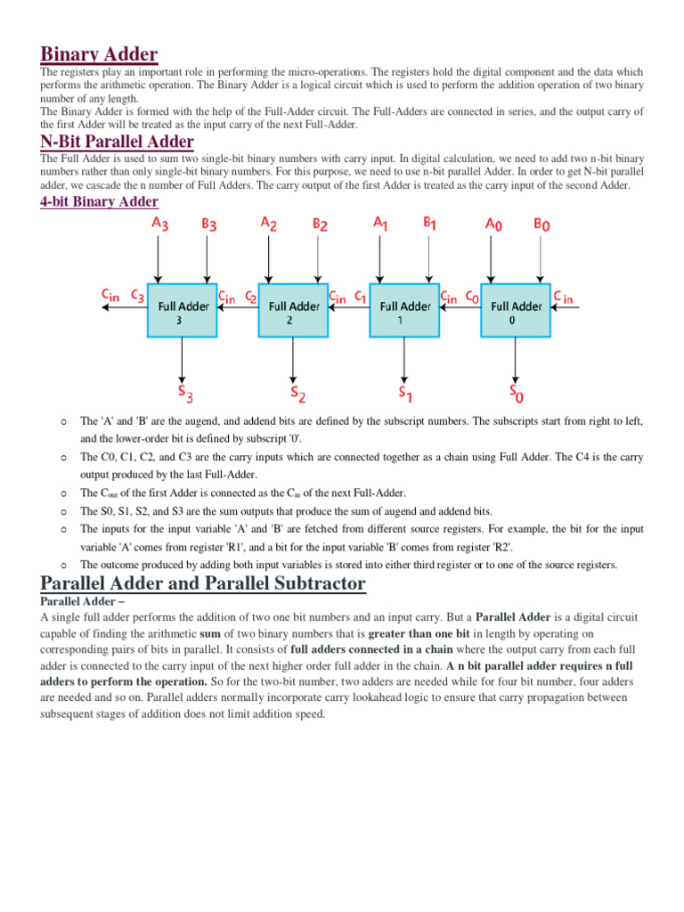 Binary Adder substractor | PDF | Subtraction | Electronic Circuits