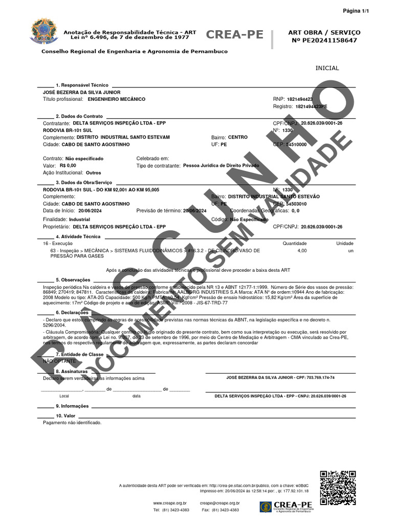 Modelo Art Laudo Vaso de Pressao | Download grátis PDF | Arbitragem