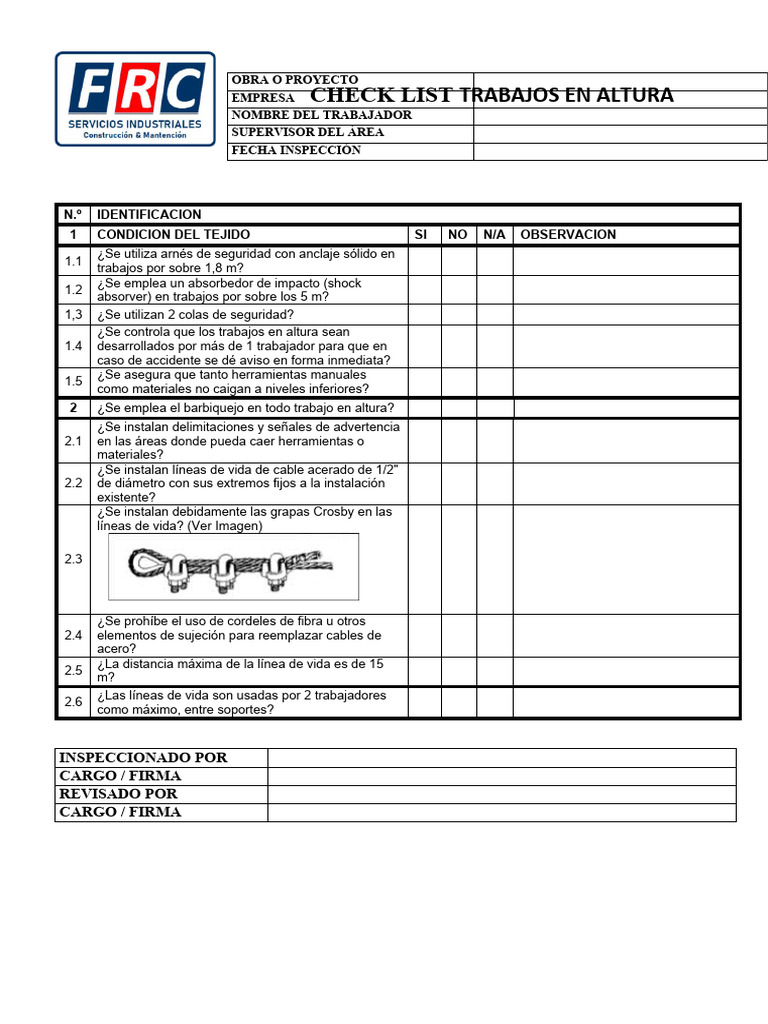 Checklist de Seguridad en Trabajos en Altura | PDF