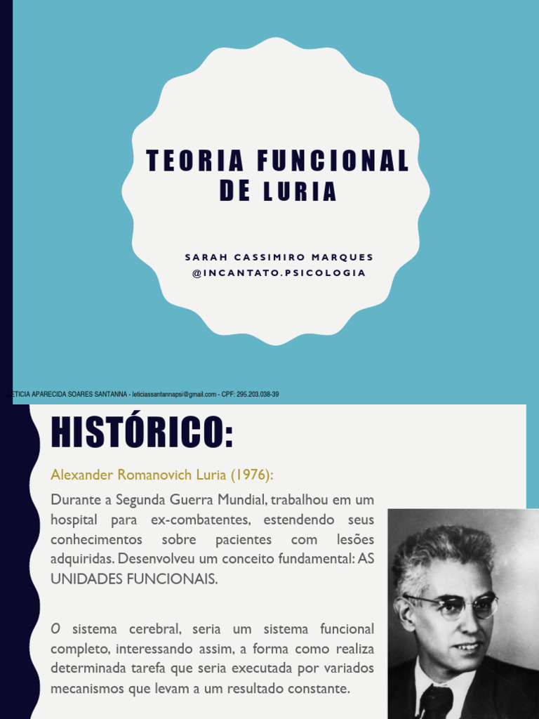 Teoria Funcional de Luria. Bases e Leis. Slide 1 | PDF | Neurociência ...