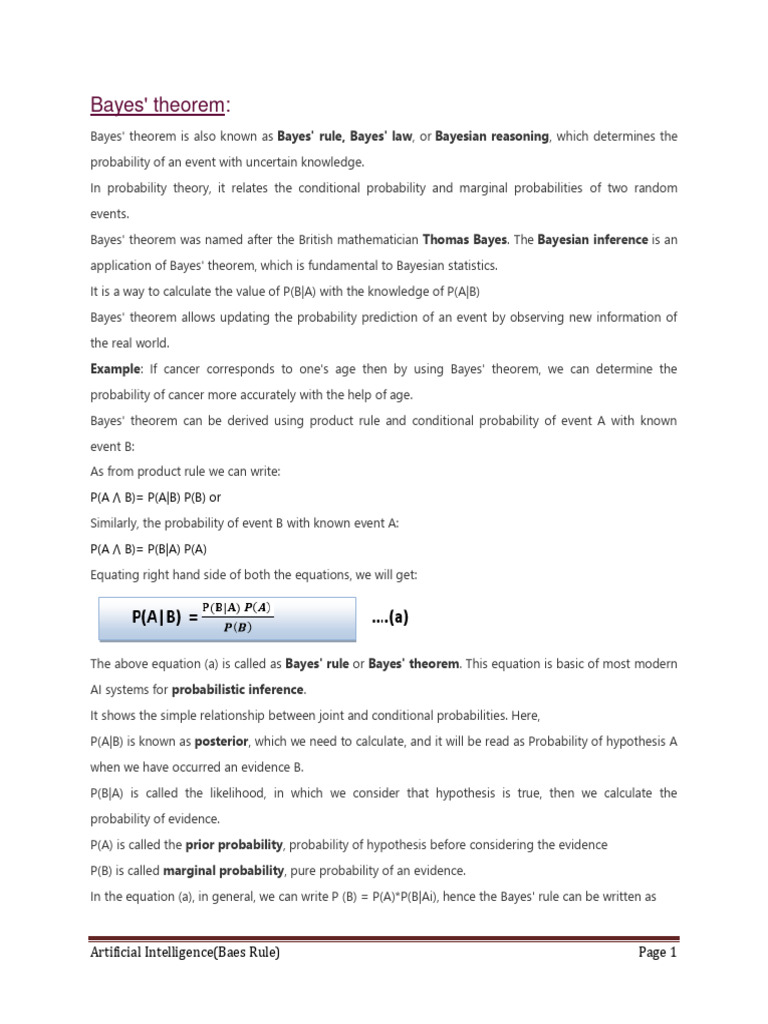 Baes Rule | PDF | Bayesian Inference | Bayesian Network