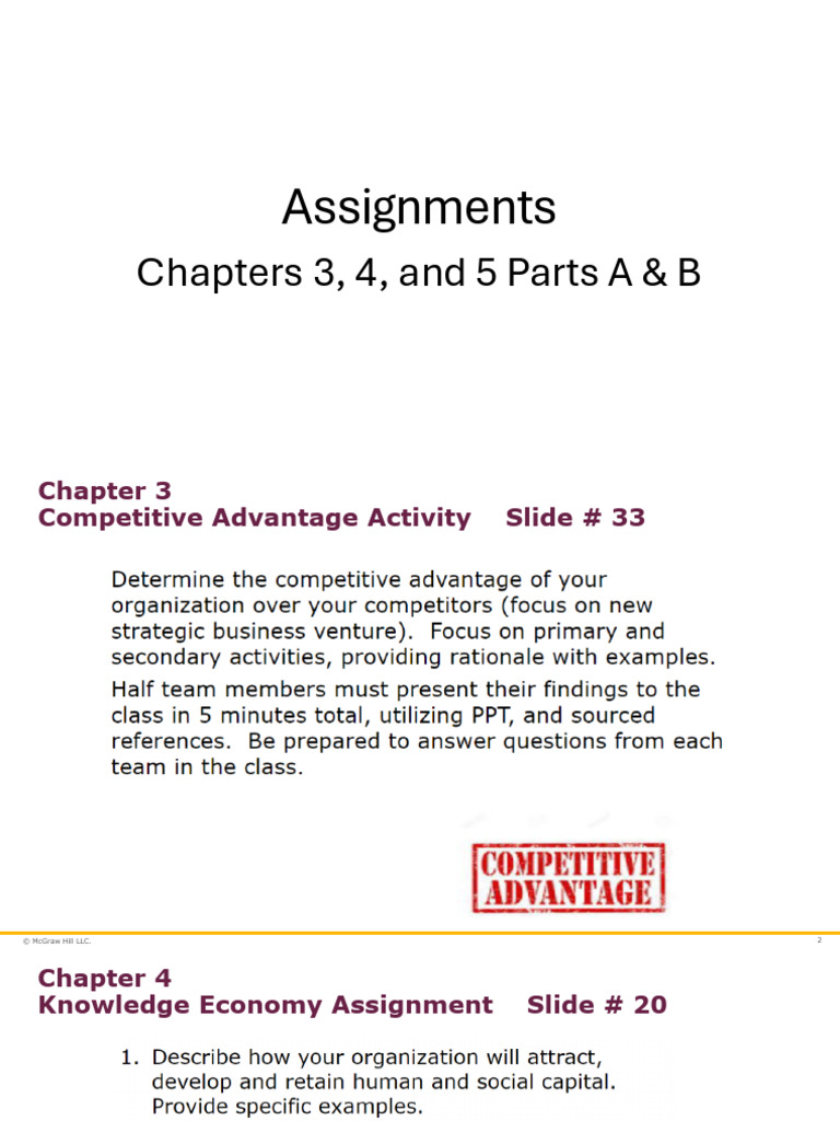Assignments for Chapters 3-5 Overview | PDF