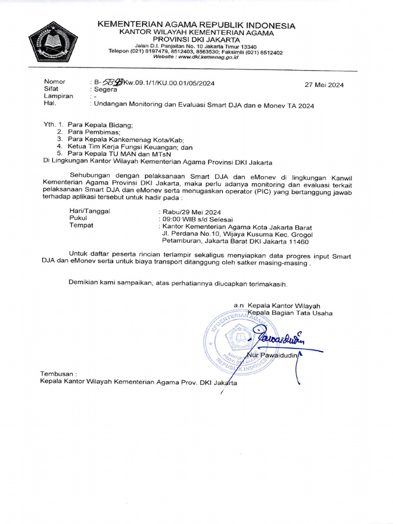SURAT UNDANGAN SMART DJA EMONEV TTD_0001 | PDF