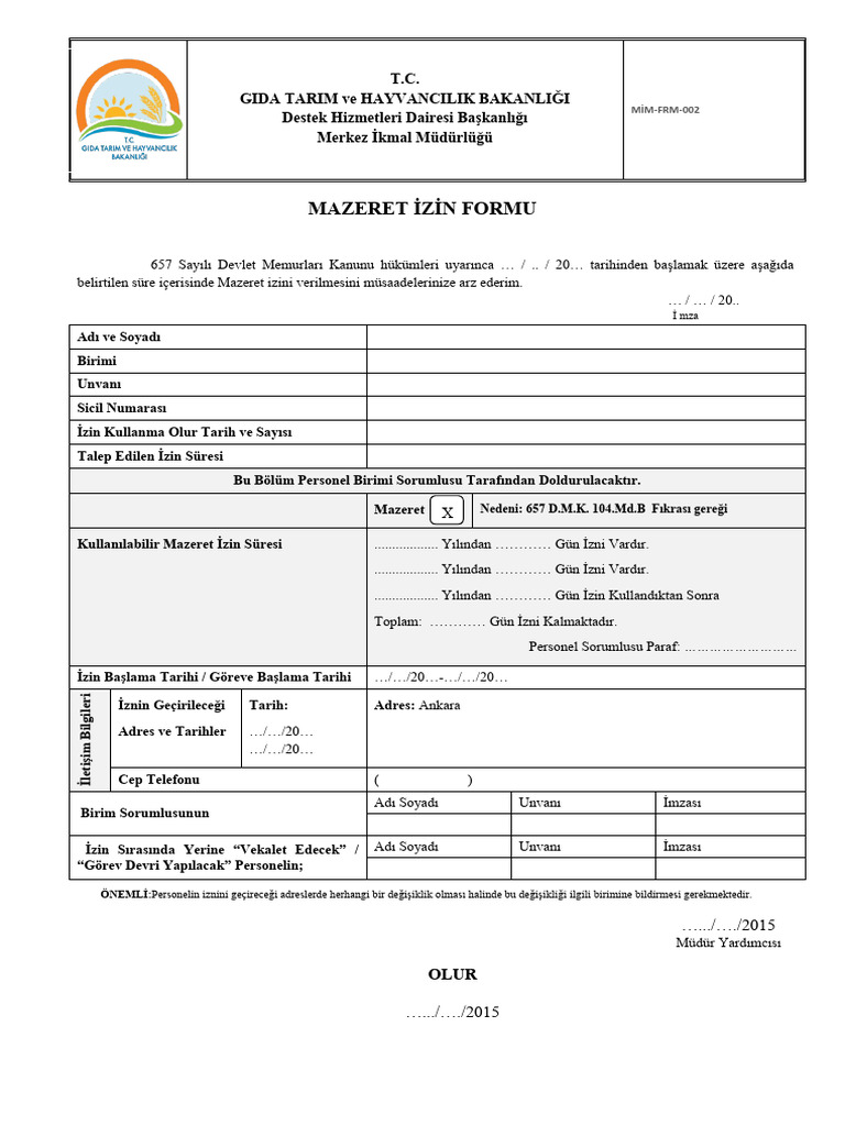 Mazeret İzin Formu | PDF