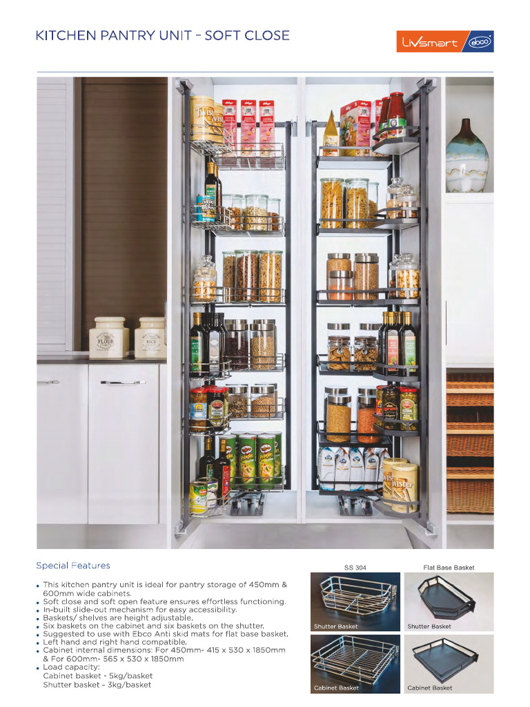 Kitchen Pantry Unit Soft Close Mechanism and Ss304 Basket | PDF ...