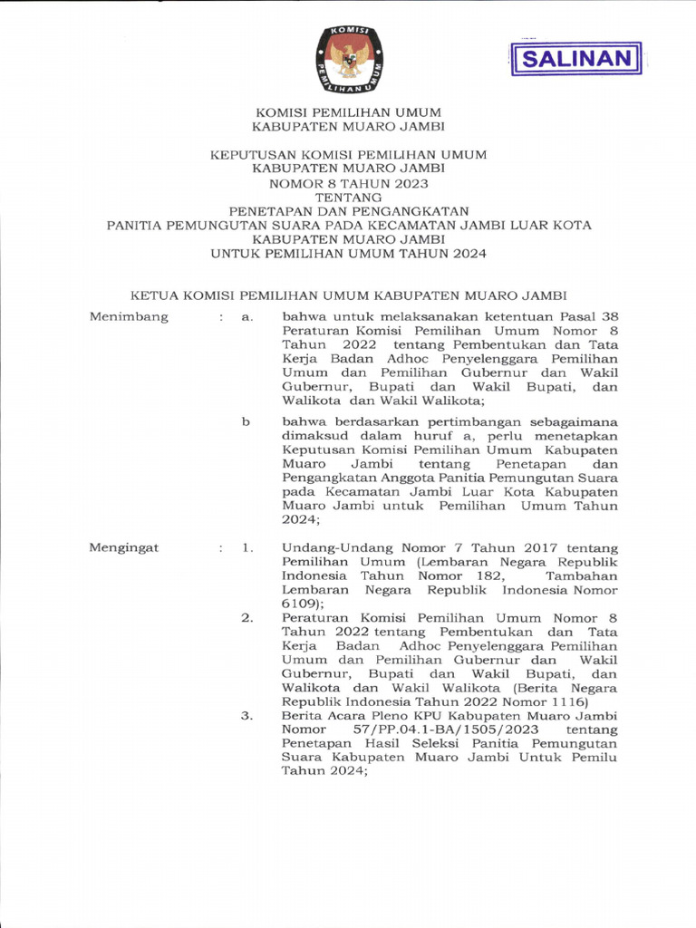 SK Pelantikan PPS Jaluko | PDF