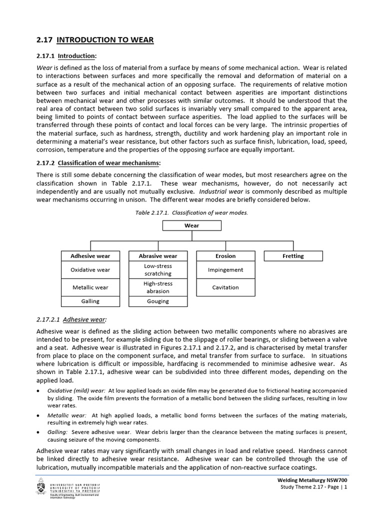 Studytheme 2.17 - Introduction To Wear | PDF | Wear | Fatigue (Material)