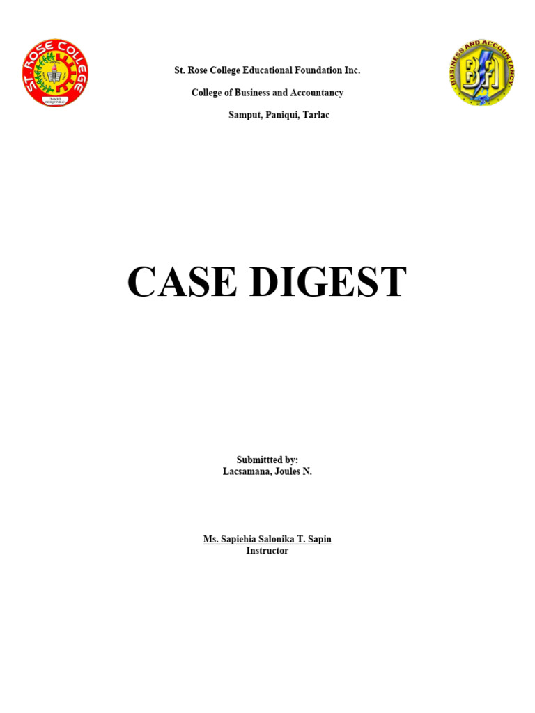 Case Digest Cover | PDF