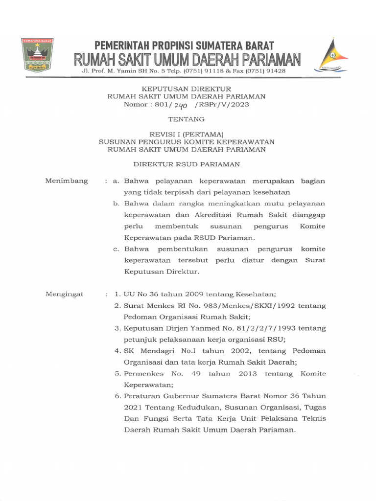 Contoh Sk Komite Keperawatan Pdf