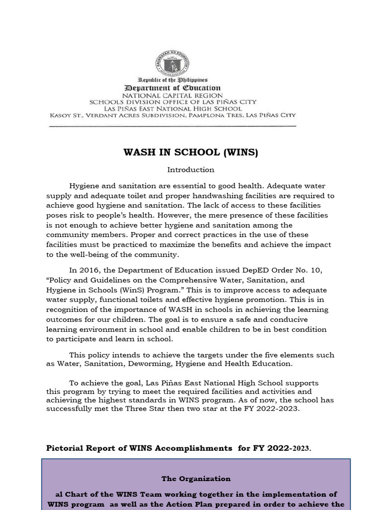 accomplishment report wins project ibms | Download Free PDF | Wash | Sanitation