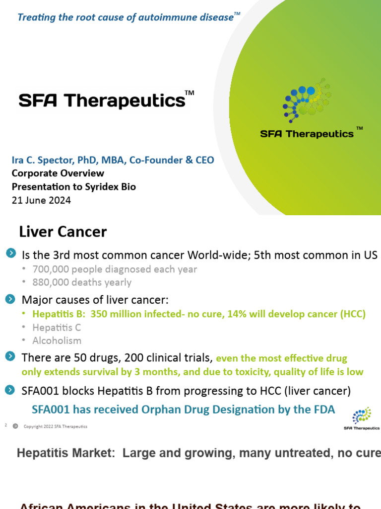 SFA Therapeutics - Corporate Overview 6 21 2024 Syridex Bio v2 | PDF ...
