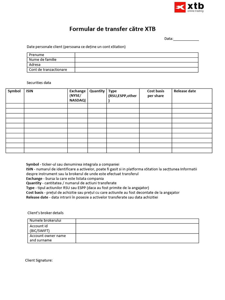 Stock Transfer Request Form To XTB - 53ab0dfb8e | PDF | Financial ...