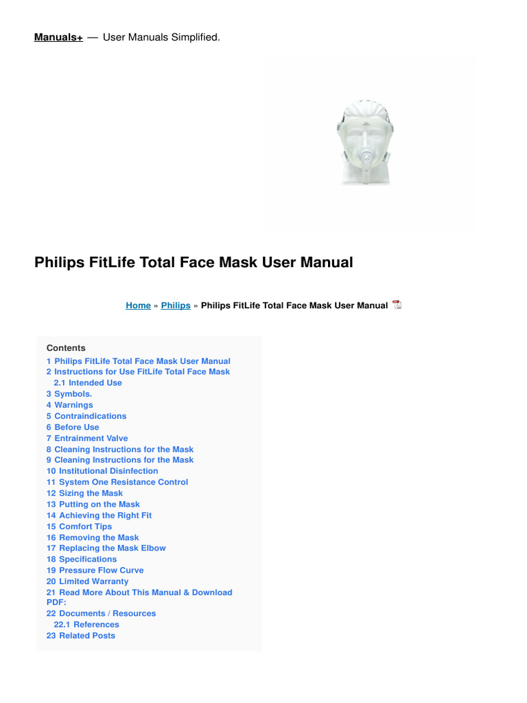 Fitlife Total Face Mask Manual | PDF | Breathing