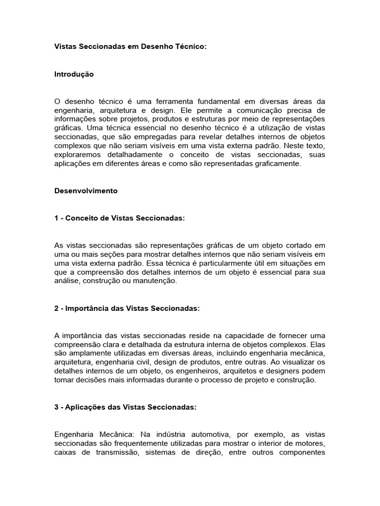 Vistas Seccionadas no Desenho Técnico | PDF | Engenharia | Desenho técnico