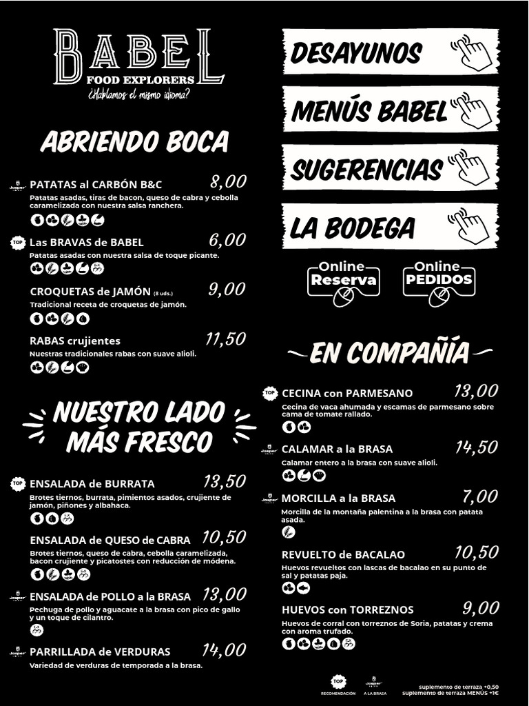 Menú Babel: Delicias a la Brasa y Más | PDF | Parilla | ensalada