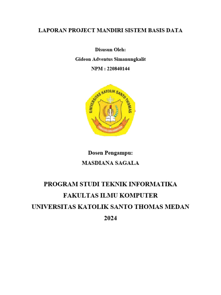 Laporan Project Mandiri Sistem Basis Data | PDF | My Sql | Databases