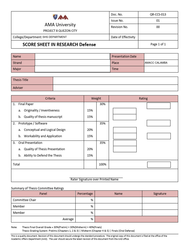 Grading-Sheet-Thesis | PDF | Thesis | Software