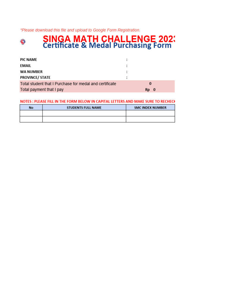 SMC 2023 Purchasing Form | PDF