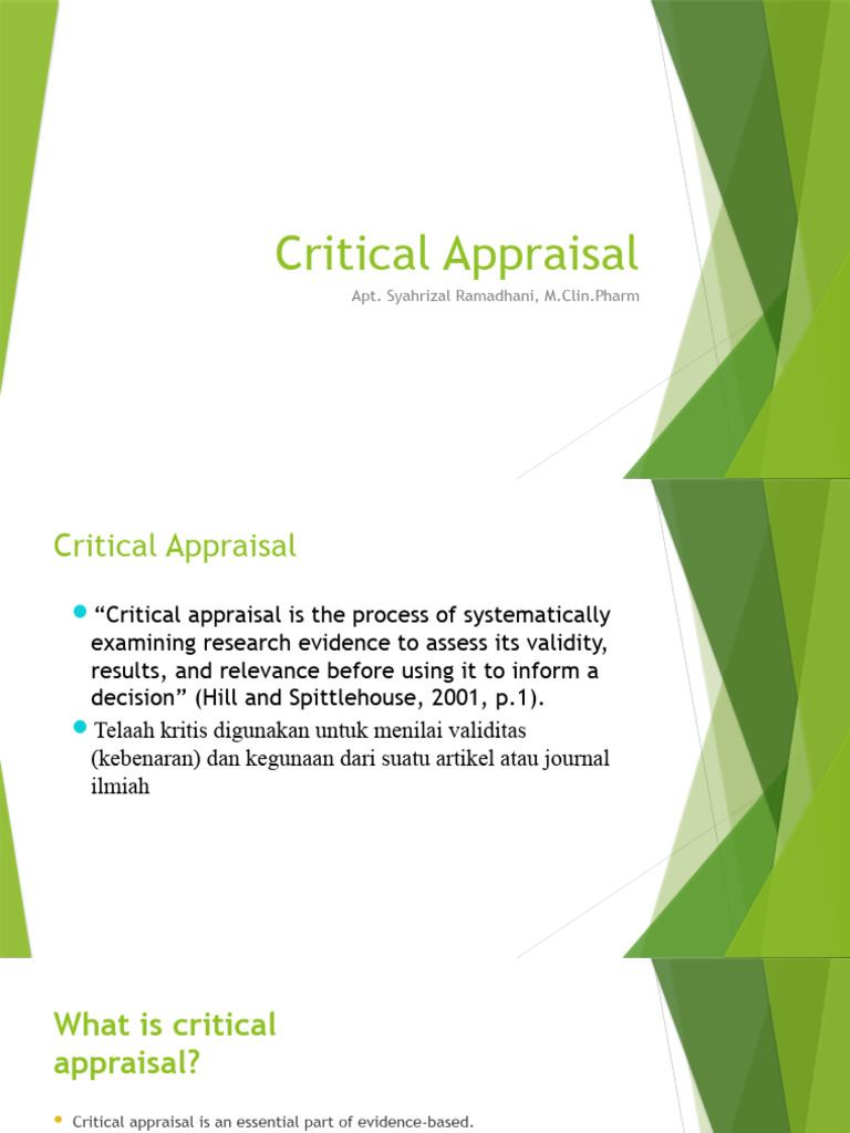 Critical Appraisal | PDF | Evidence Based Medicine | Cognition