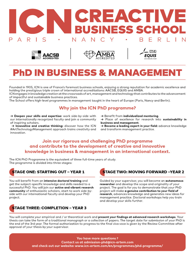 ICN PhD: Business & Management Excellence | PDF | Thesis | Doctor Of ...