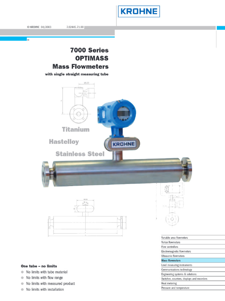 Krohne OPTIMASS 7000 Datasheet - Manualzz | PDF