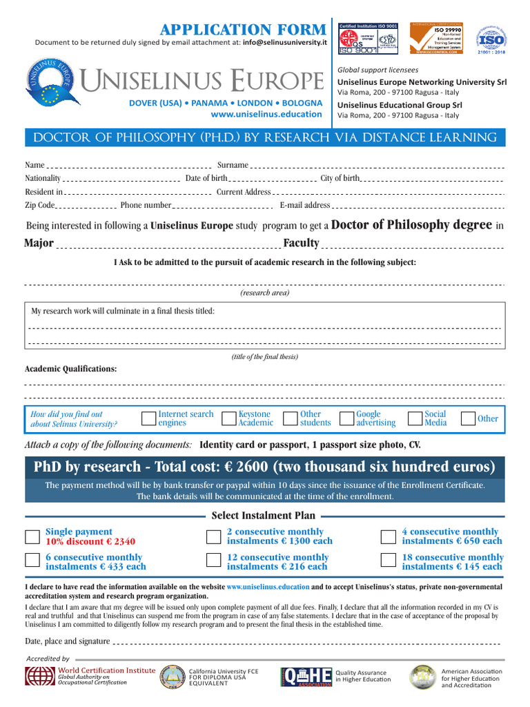 application_form_Ph_D_2024 | Download Free PDF | Doctor Of Philosophy ...