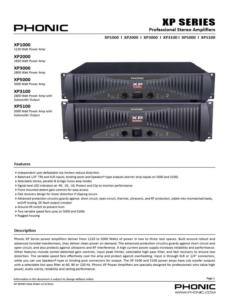 Ds XP1000 XP2000 XP3000 XP5000 XP3100 XP5100 en | PDF | Amplifier ...