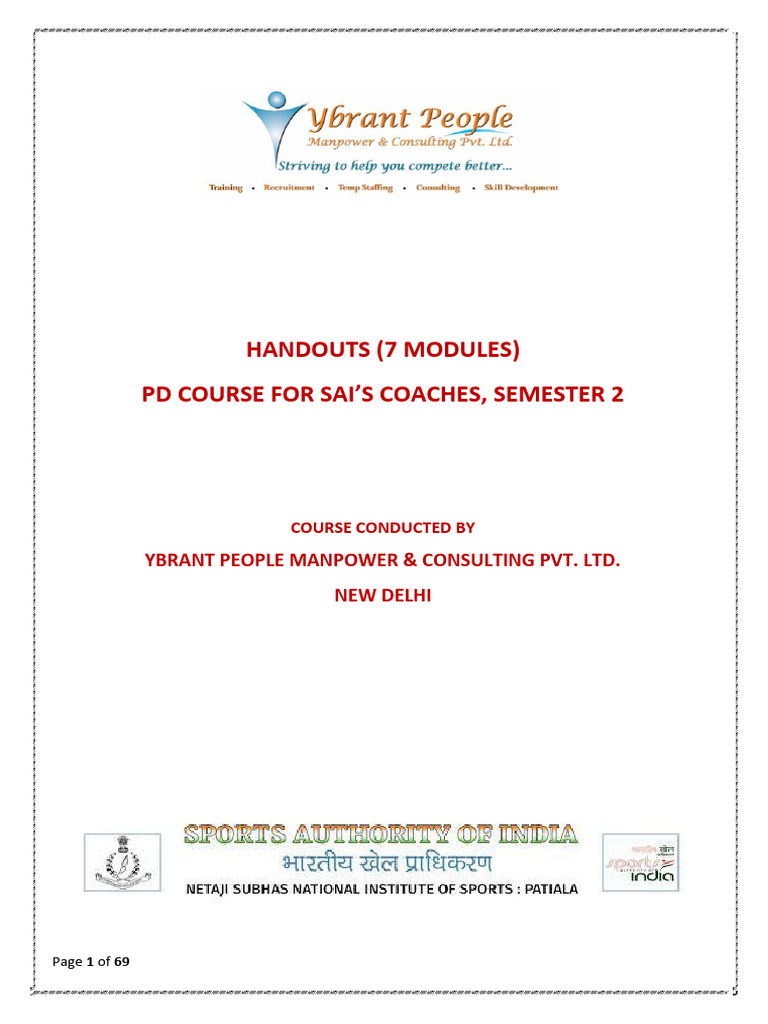 Handouts (7 Modules) - PD Course For SAI's Coaches, Semester 2 | PDF ...
