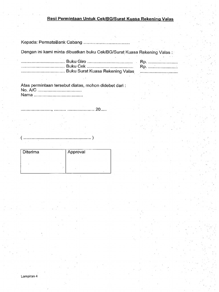 Form Permintaan Cek BG | PDF